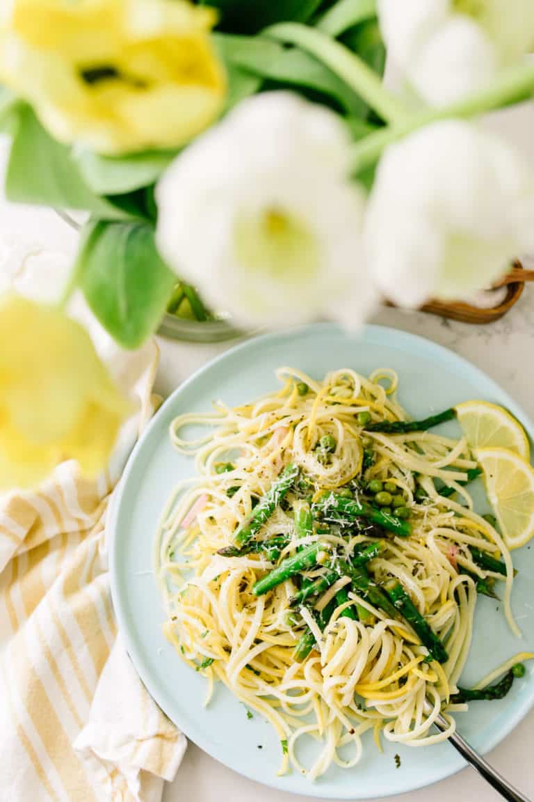 Light Lemon Pasta Primavera | Clean Eats & Treats